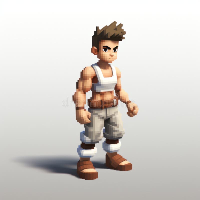 3d Pixel Character of Avery in Athletic Pose on White Background Stock ...