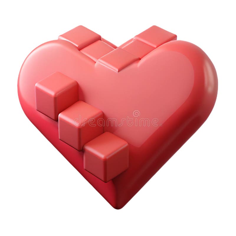 3D Pixel Heart Icon stock image. Image of video, icon - 359739269