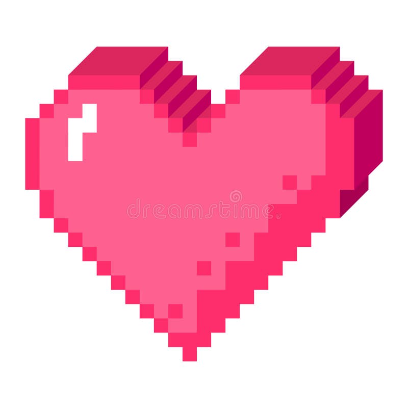 3D pixel heart icon stock illustration. Illustration of like - 112225339