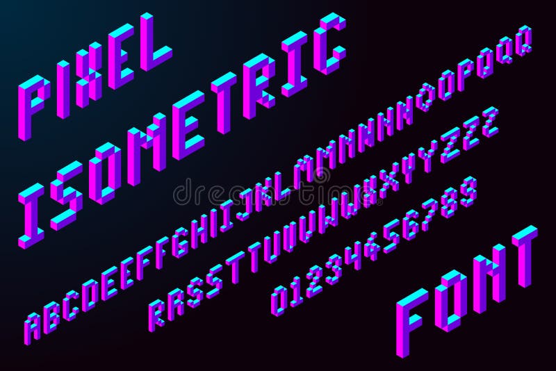 3d pixel isometric font stock vector. Illustration of alphabet - 130423330