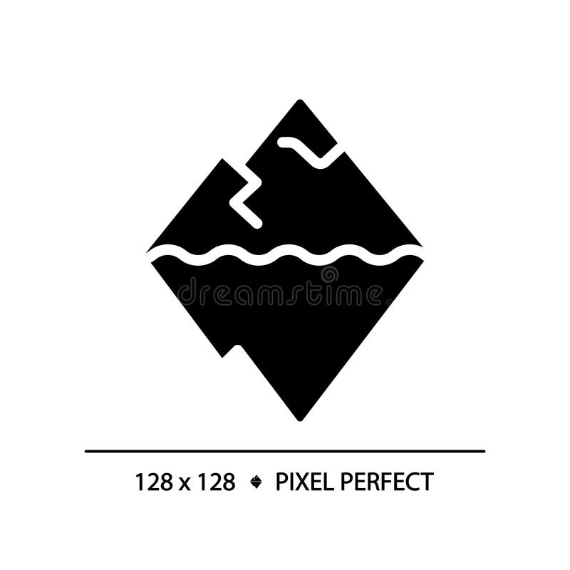 2D Pixel Perfect Simple Glyph Style Iceberg Icon Stock Vector ...