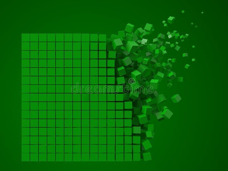 3d Pixel Style Square Data Block. Made with Green Cube Blocks. Three ...