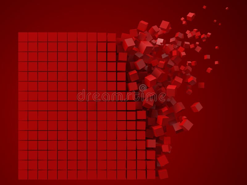 3d Pixel Style Square Data Block. Made with Red Cube Blocks. Three ...