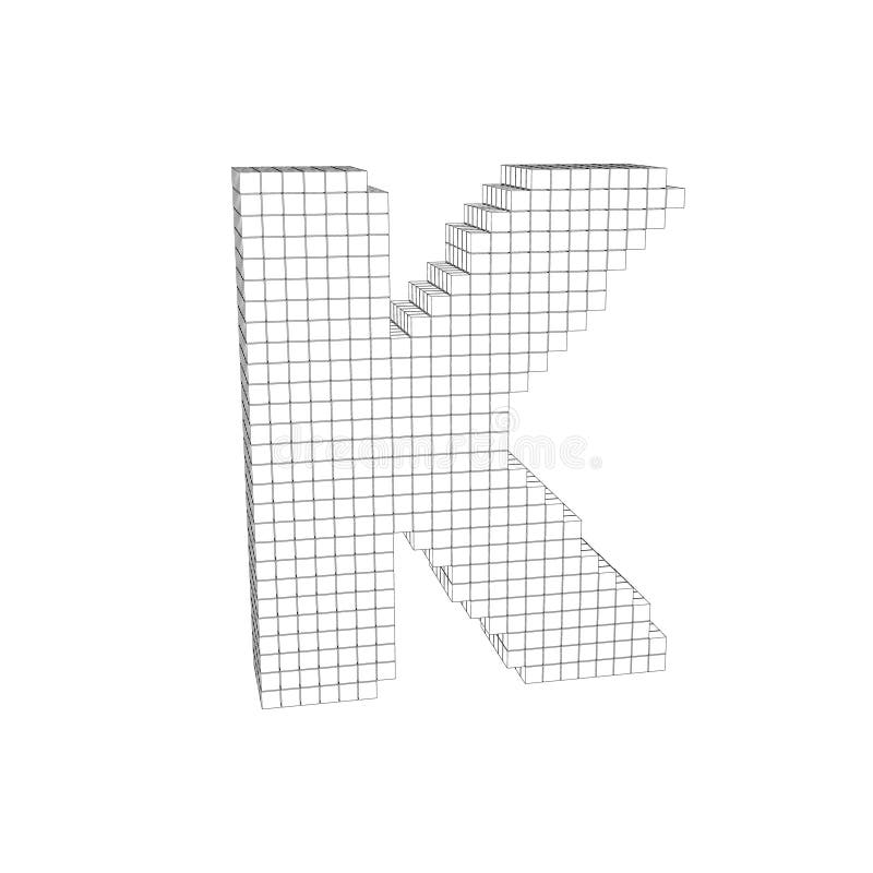 3d Pixelated Capital Letter K. Vector Outline Illustration. Stock ...