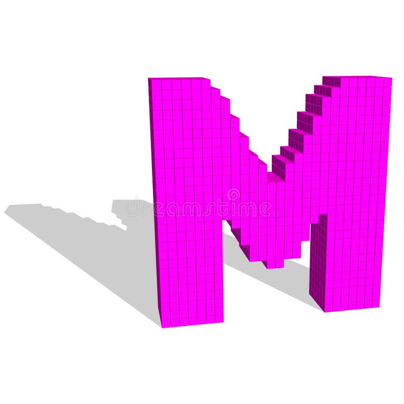 3d Pixelated Capital Letter M. Vector Illustration. Stock Vector ...
