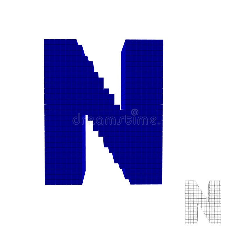 3d Pixelated Capital Letter N. Vector Illustration. Stock Vector ...
