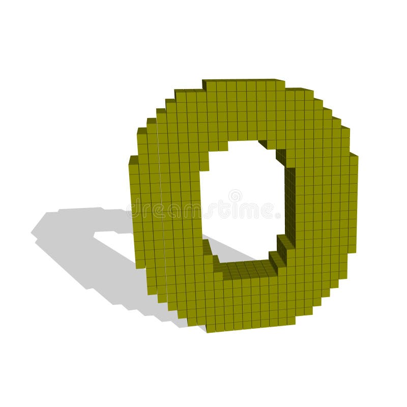 3d Pixelated Capital Letter Set.Vector Outline Illustration.Front View ...