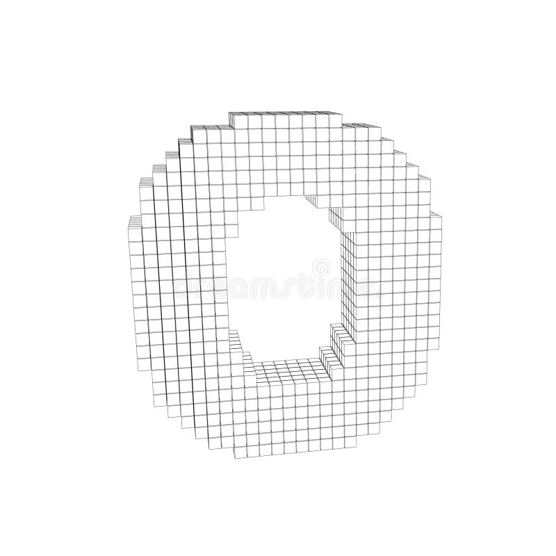 3d Pixelated Capital Letter O. Vector Outline Illustration. Stock ...