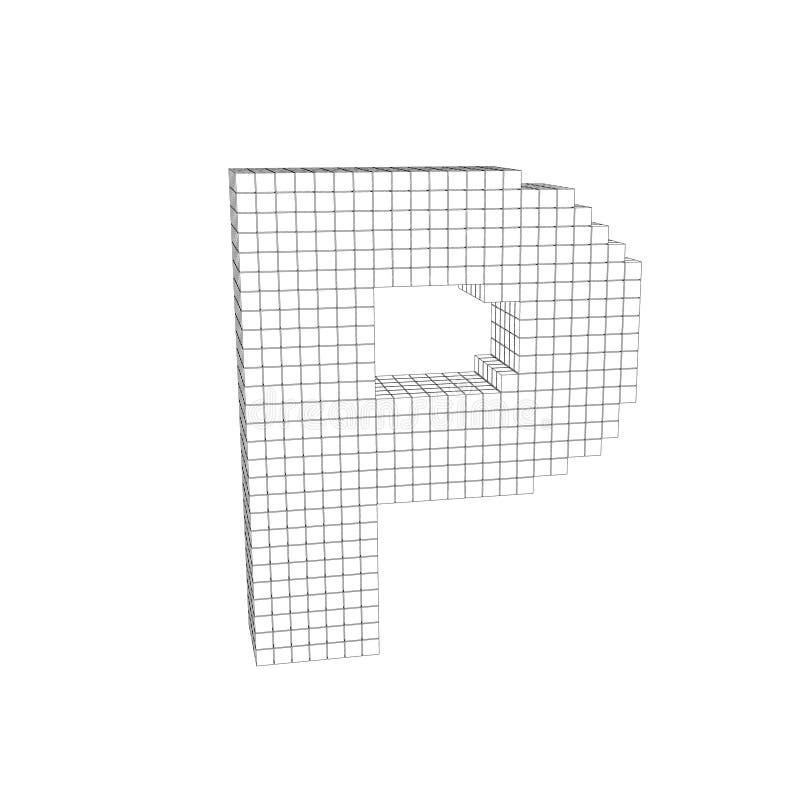 3d Pixelated Capital Letter P. Vector Outline Illustration. Stock ...
