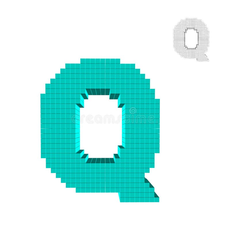 3d Pixelated Capital Letter Q. Vector Illustration. Stock Vector ...