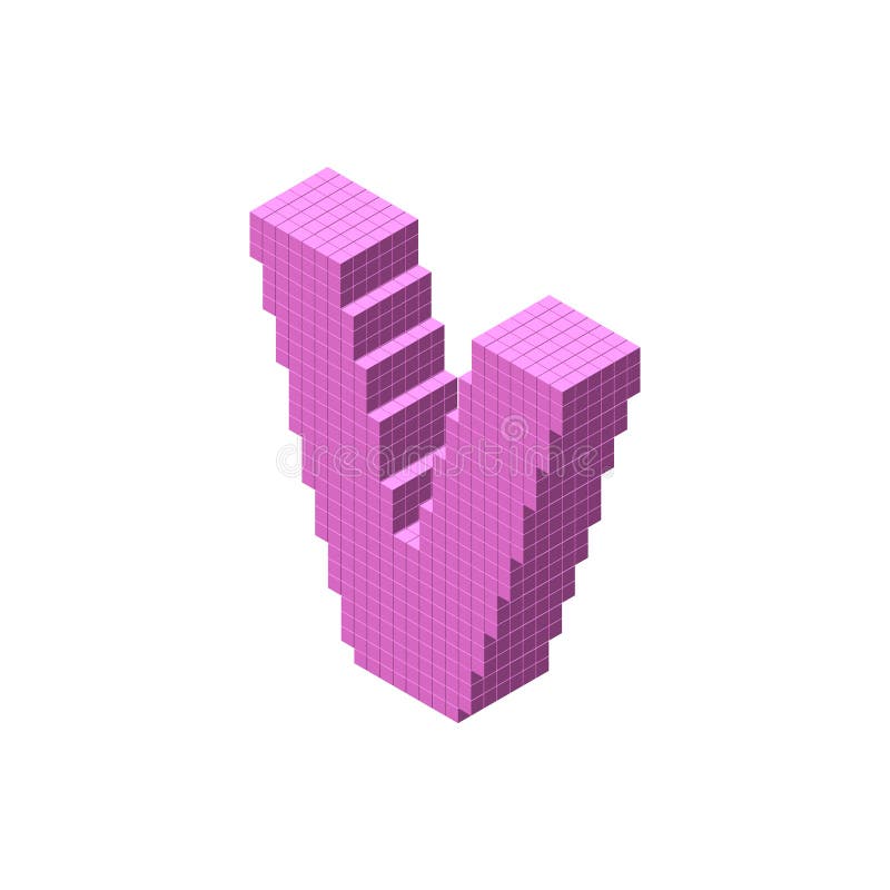 3d Pixelated Capital Letter a. 3d Vector Illustration. Front Vi Stock ...