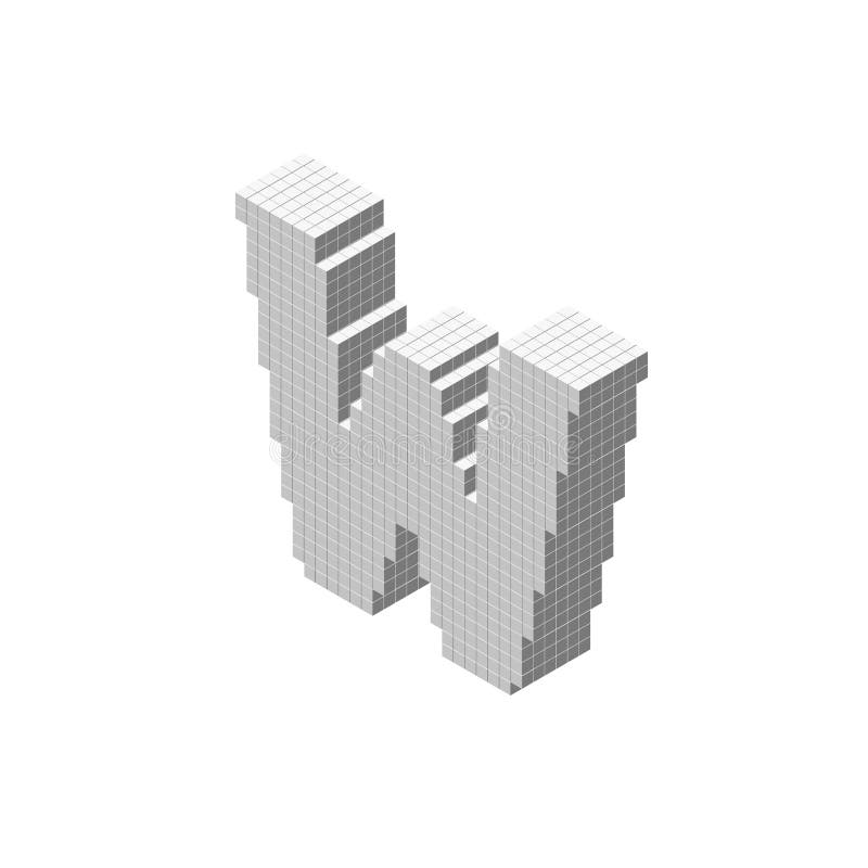 3d Pixelated Capital Letter Set.Vector Outline Illustration.Front View ...