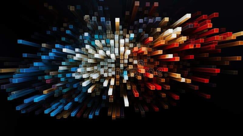 3D Pixelated Graphics Render Poking Out of Screen Stock Photo - Image ...