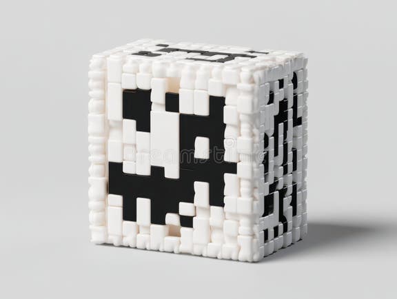 3D Pixelated QR Code Cube Made of Blocks Stock Illustration ...