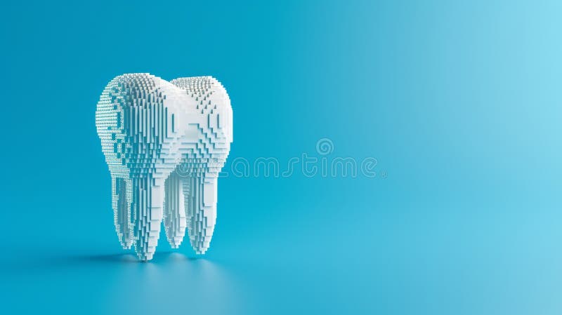 3D Pixelated Tooth Model with Detailed Structure Stock Image - Image of ...