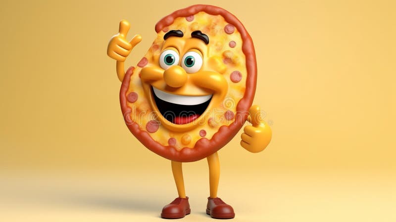 3D Pizza, Funny Cartoon Character.Generative AI Stock Illustration ...