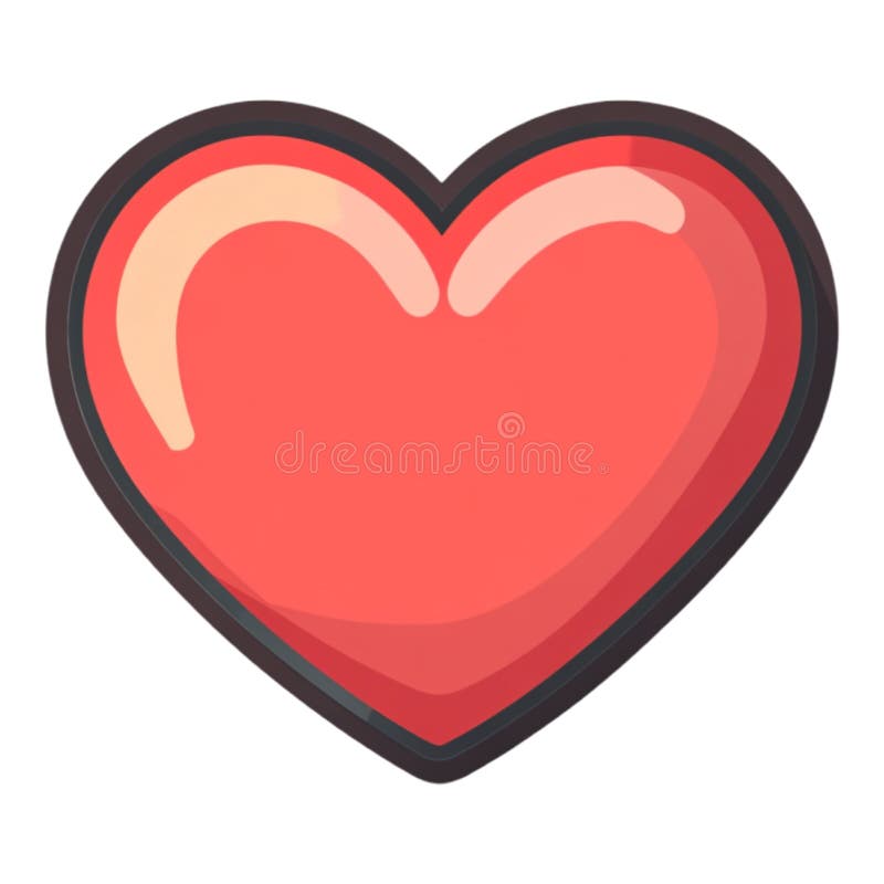 3D Plain Heart Flat Icon Ideal for Design Elements Isolated on a Transparent Background Stock ...