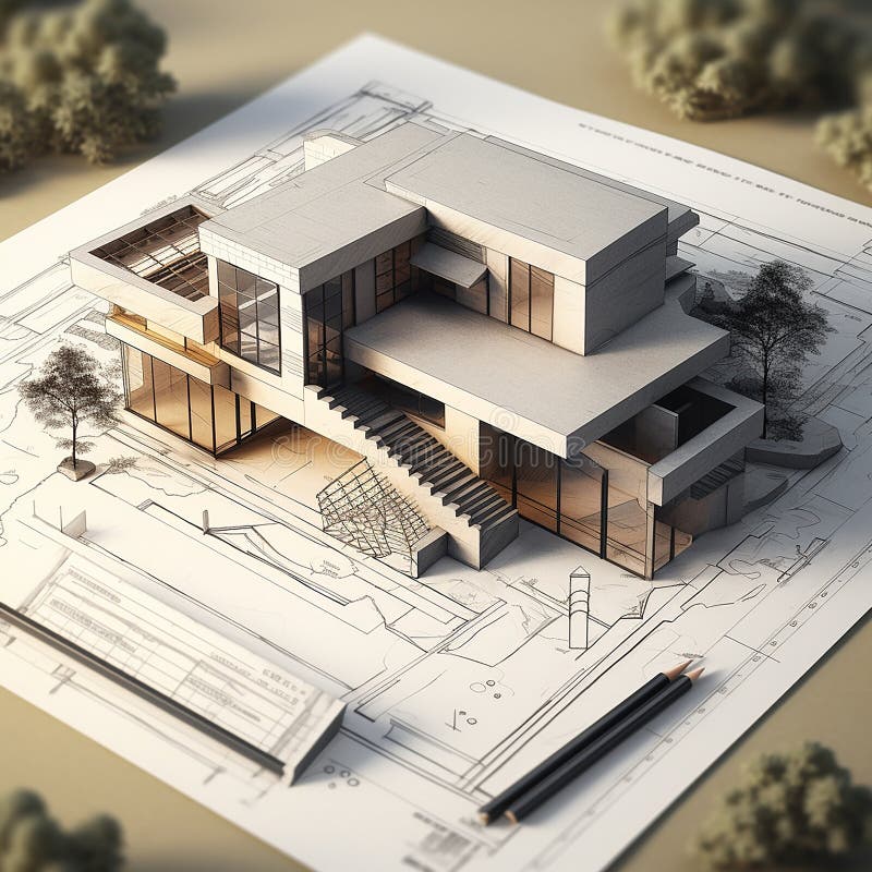 3D Plan Drawing for Realism Stock Illustration - Illustration of simple ...