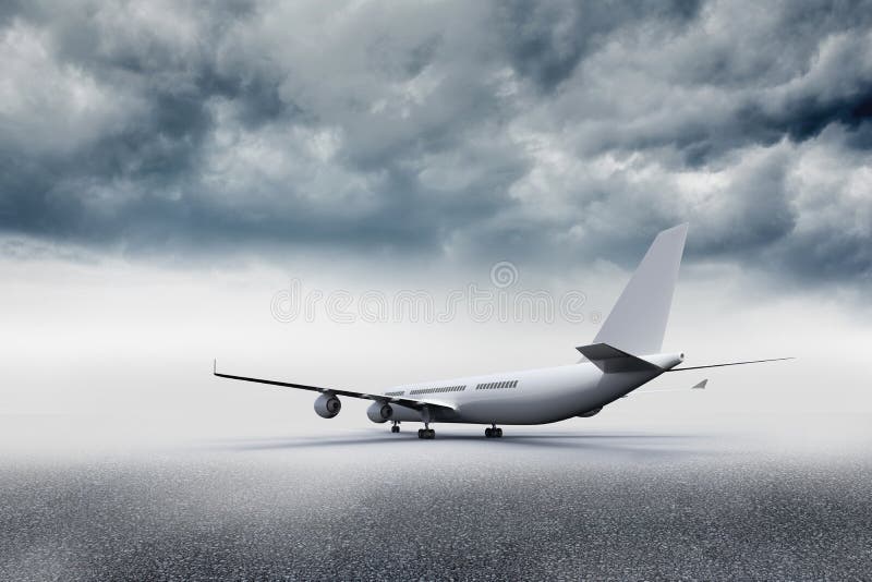 3D Plane Standing on the Ground Stock Illustration - Illustration of ...