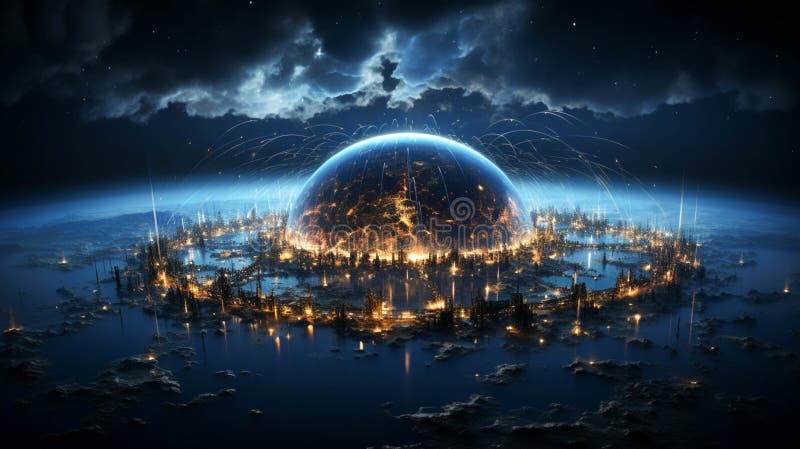 3D Planet Earth Broadband Internet System Stock Illustration ...