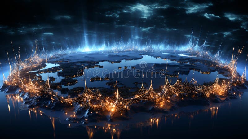 3D Planet Earth Broadband Internet System Stock Illustration ...