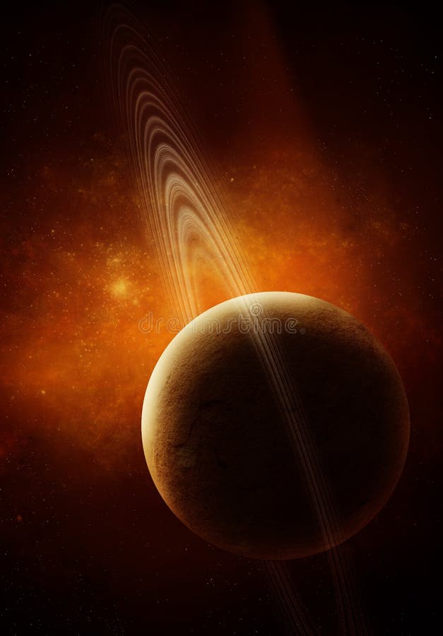3D: Planet with Rings in Space Stock Illustration - Illustration of ...