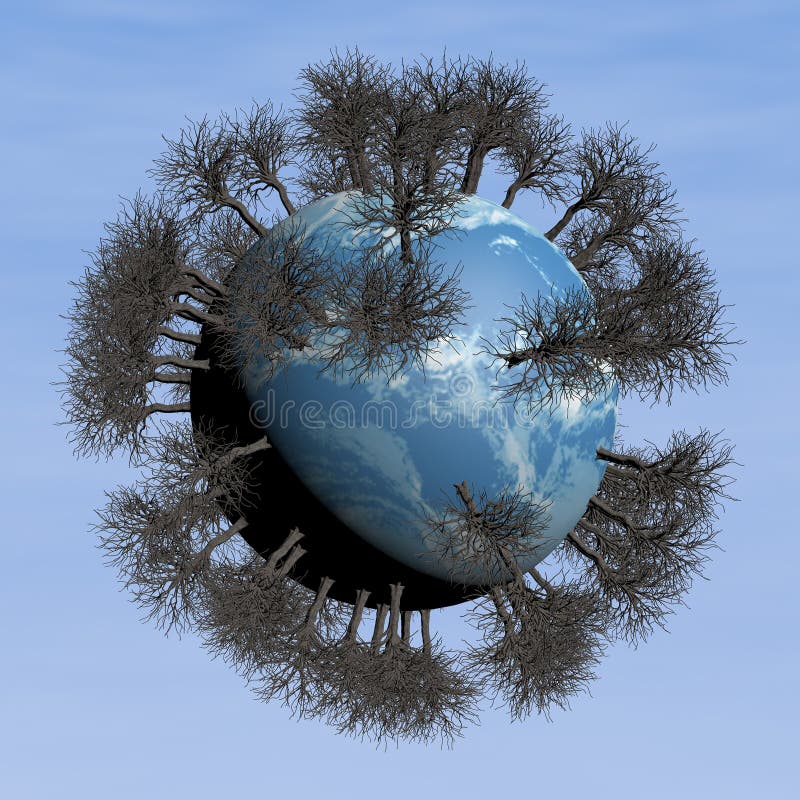 3d planet and trees stock illustration. Illustration of blue - 81647879