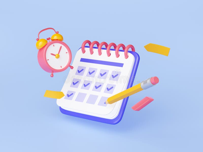 3d daily Planner, Calendar, Pencil, Alarm Clock Stock Illustration ... 3d daily Planner, Calendar, Pencil, Alarm Clock Stock Illustration ...