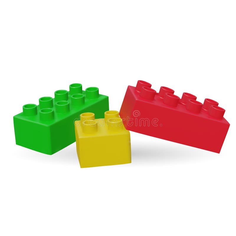 3d Plastic Building Blocks. Popular Children Constructor Parts. Vector ...