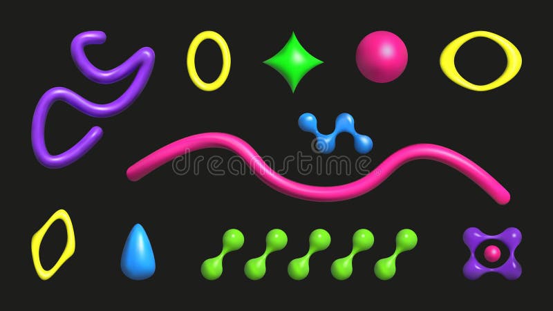 3D Plastic Elements Set Isolated Abstract Shapes. Stock Vector ...