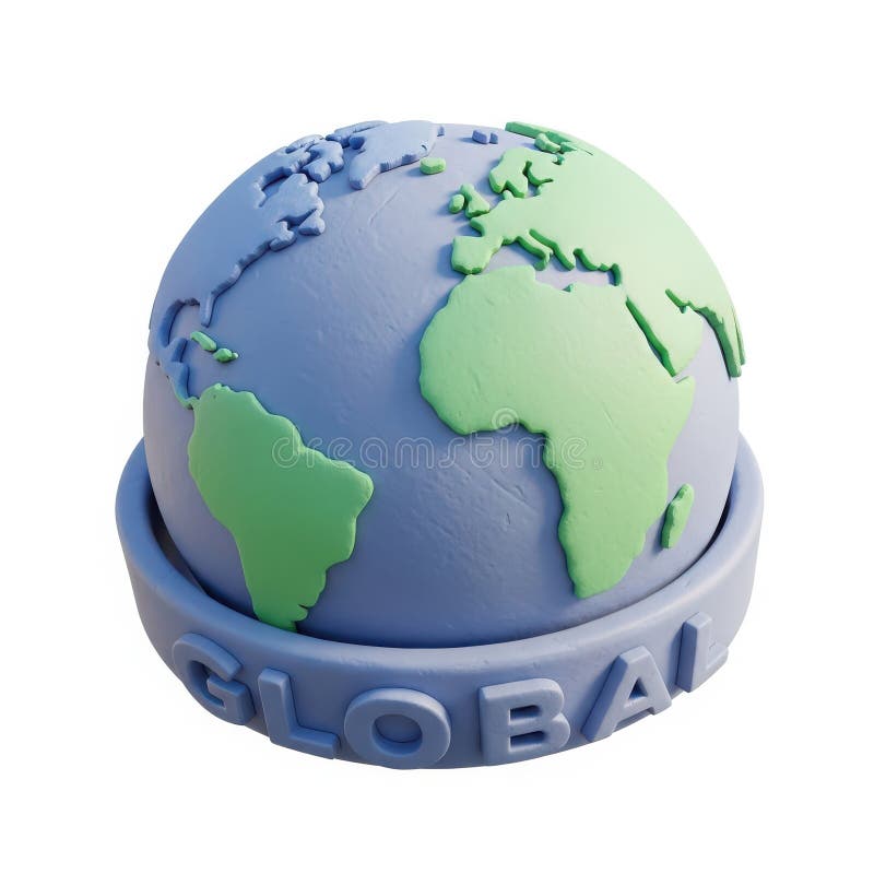 3 D Plastic Globe with Global Text on White Background Plastic 3d ...