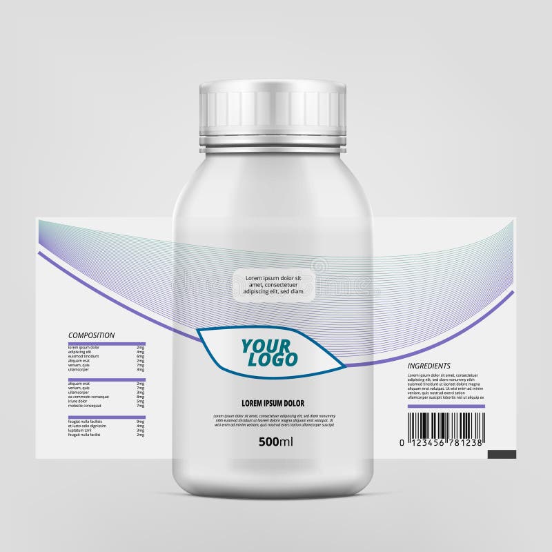 3D Plastic Package Lid Label Template Design Stock Illustration ...