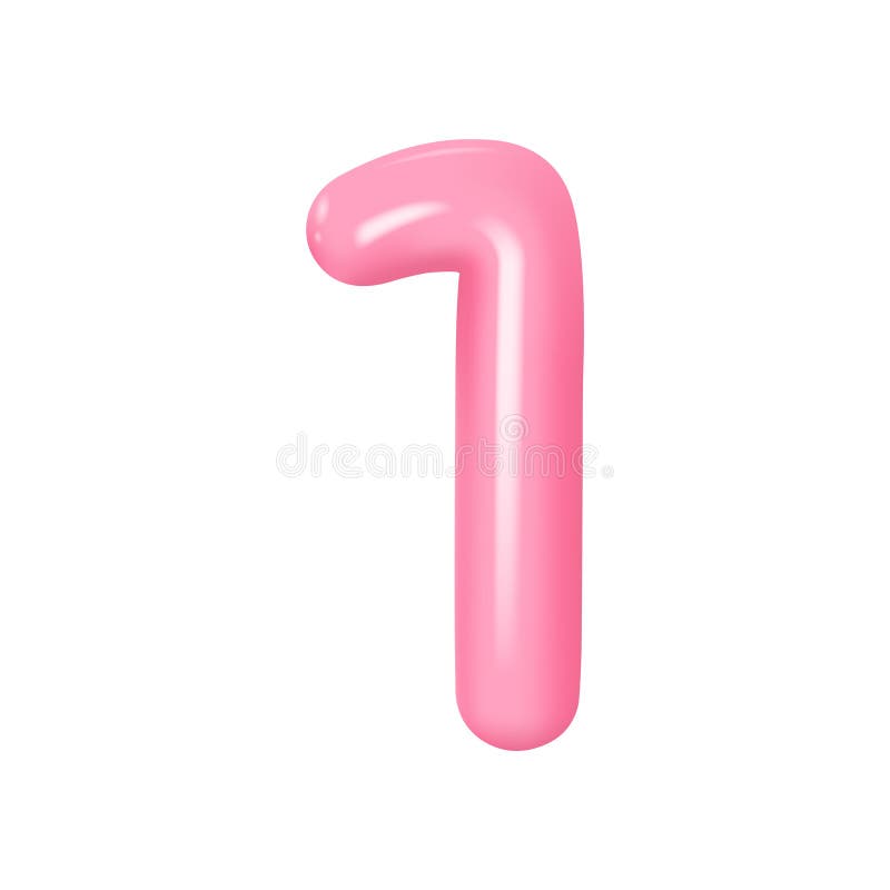 3d Plastic Pink Numbers 1 with Highlights. Realistic Volume Rendering ...
