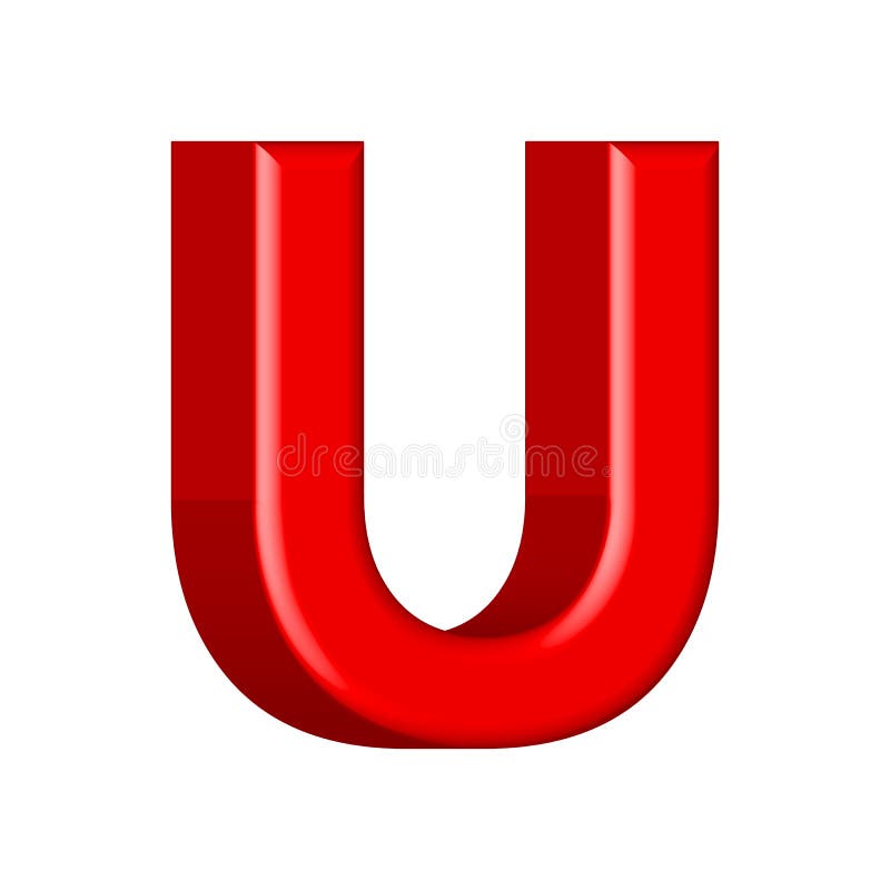 3d Plastic Red Letter U Isolated on White Background Stock Vector ...