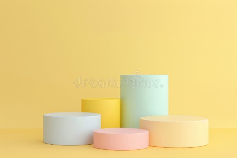 3D Plasticine Style Colorful Cylindrical Shapes Display for Abstract ...