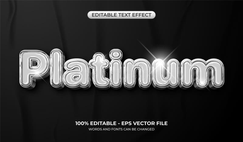 3D Platinum Text Effect. Editable Glossy Silver Graphic Styles Stock ...
