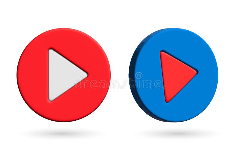 Realistic 3D Play Button. 3D Play and Push Button. Stock Illustration ...