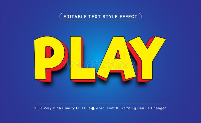 3D Play Text Effect, Editable Text Effect Stock Vector - Illustration ...
