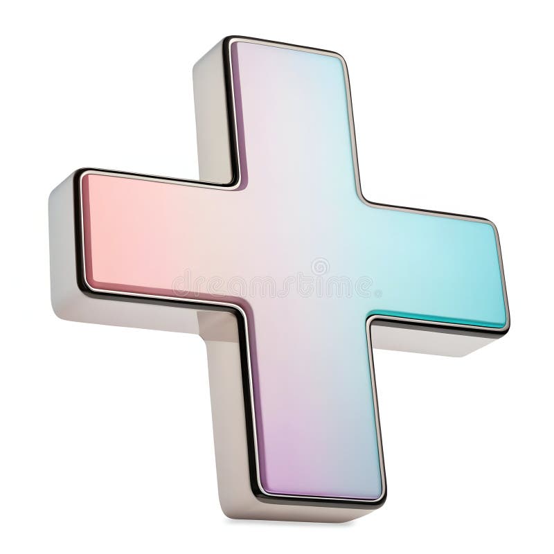 3D Plus Sign with Soft Gradient Effects â€ Modern Abstract Design Stock ...