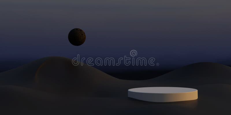 3d Podium Against the Night Sky. Abstraction of the Night Pedestal. a ...