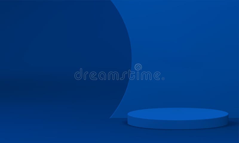 3d Podium Blue Showroom Curved Wall Cylinder Basic Foundation Realistic ...
