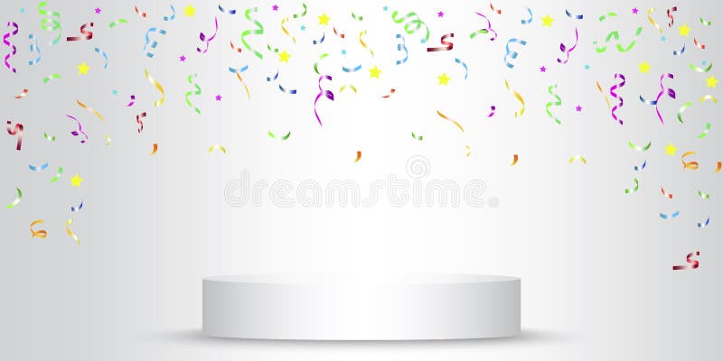 3d Podium Confetti for Concept Design. Win Prize. Round Podium. Stock ...