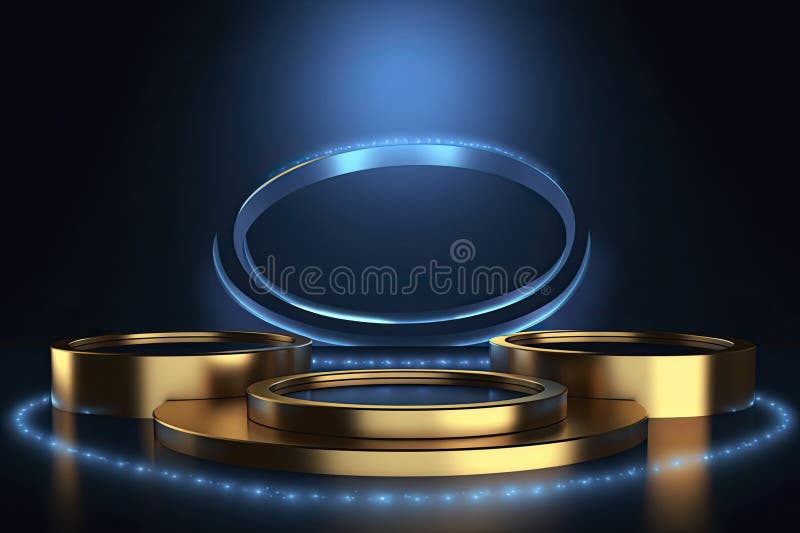 3D Podium Platform Golden Ring Circles Lighting Effect Backdrop with ...