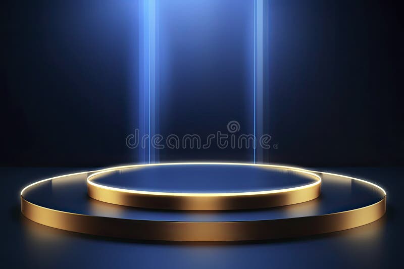 3D Podium Platform Golden Ring Circles Lighting Effect Backdrop with ...