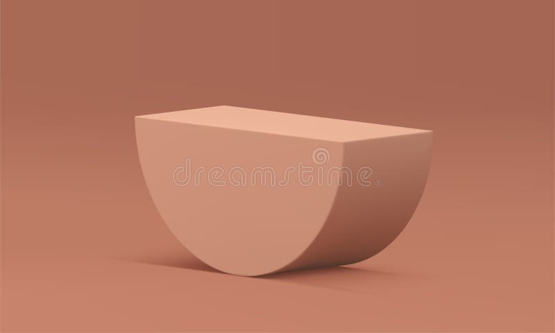 3d Podium Semicircle Geometric Figure Basic Foundation Brown ...