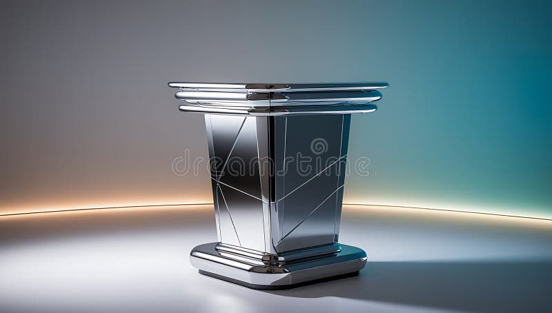3D Podium with a Sleek, Metallic Surfaces and Ambient Lighting Gradient ...