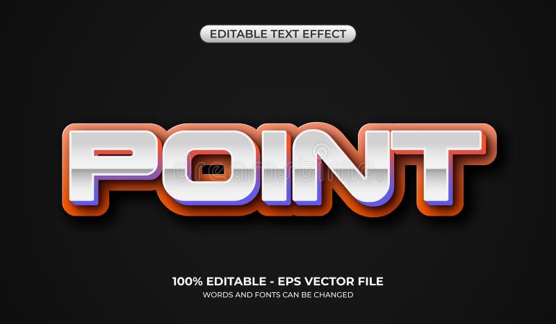 3D Point Text Effect. Editable Glossy White Metallic Graphic Styles ...
