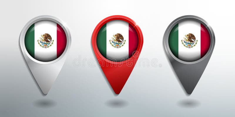 3D Pointer, Tag and Location Marker with Round Flag Nation of Mexico ...