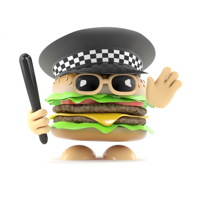 Police Burger Character Fast Food Stock Vector - Illustration of eating ...