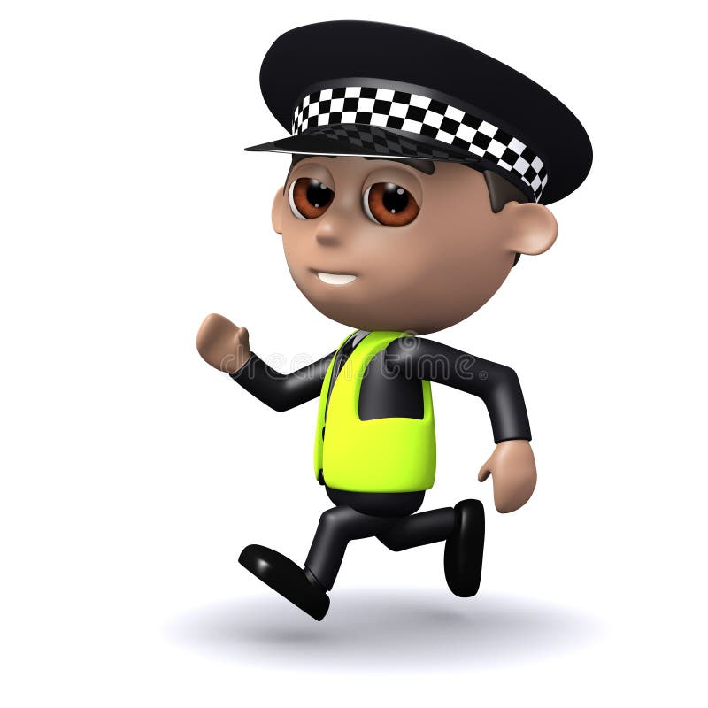 3d Police Officer is Chasing Someone Stock Illustration - Illustration ...
